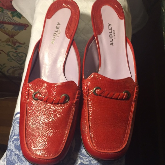 audley london | Shoes | Audley London Red Patent Leather Slidesmules 7 ...